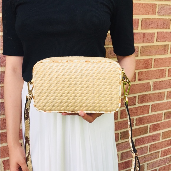 Michael Kors | Bags | Michael Kors Straw Kenly Camera Crossbody Bag ...